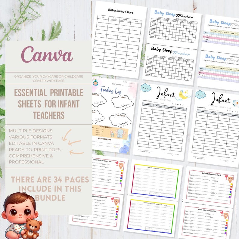 Infant Classroom Forms Bundle: 34 Editable Pages, Daycare & Childcare ...