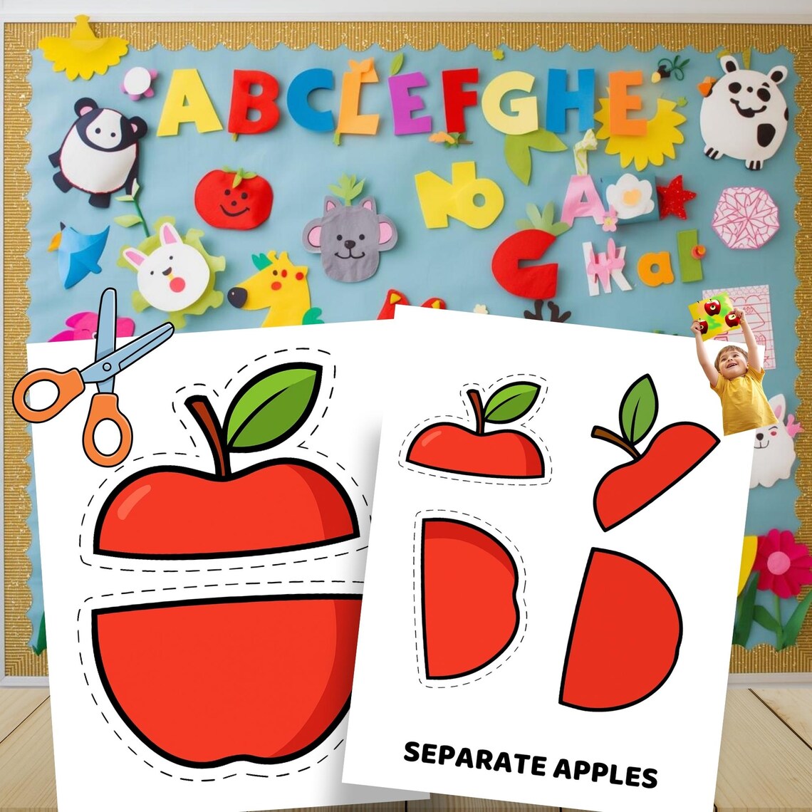 Apple Craft Printable: Cut, Color & Lift Activity (PDF Download) - Etsy