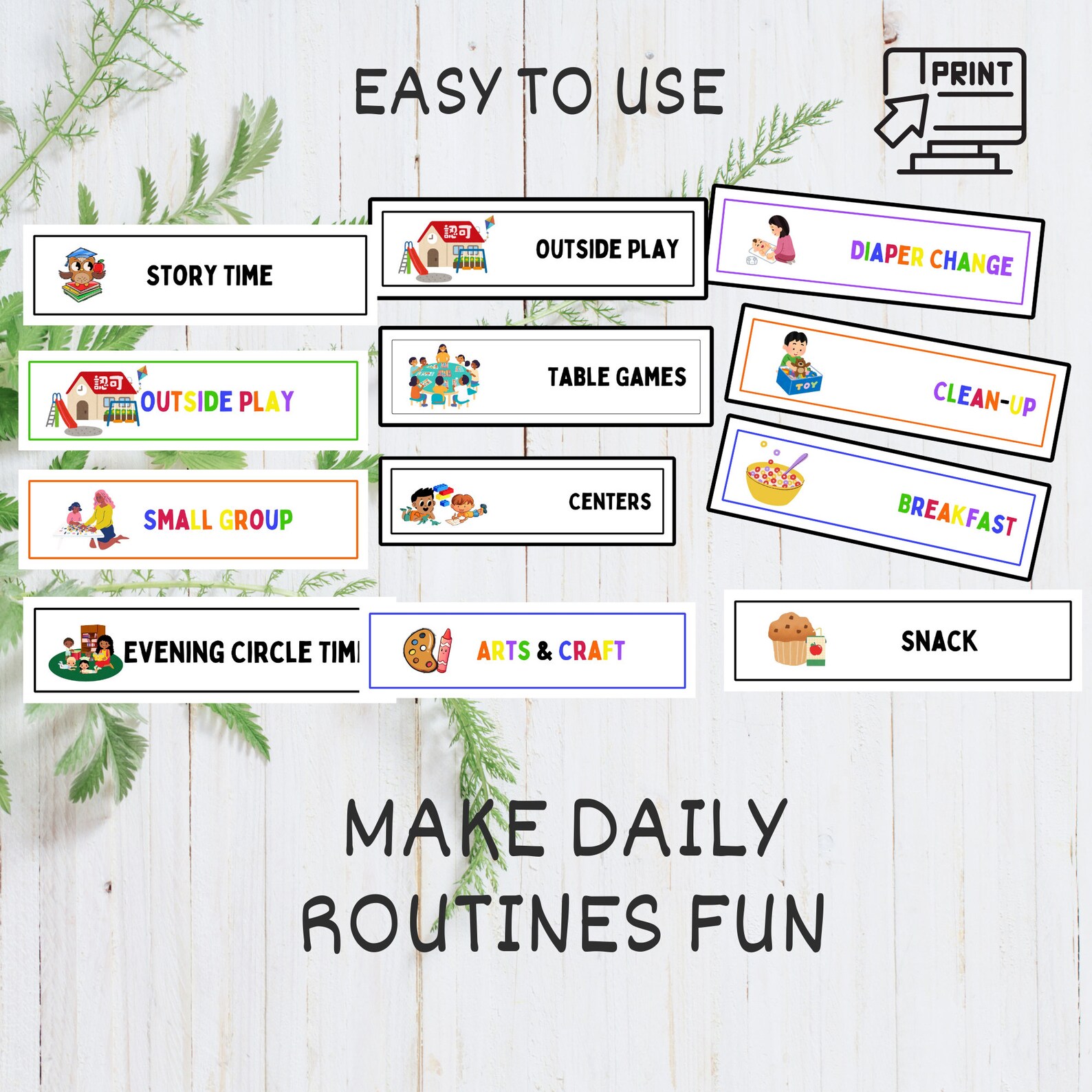 Daycare Visual Daily Schedule Pocket Labels| 56 Single PDF Routine ...