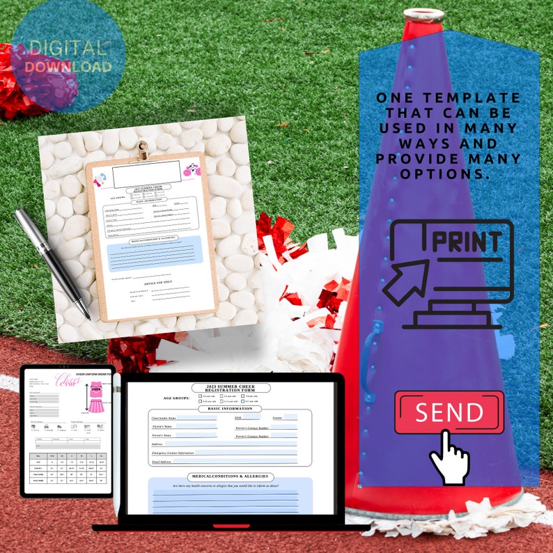Cheer Registration and Order Form Editable Canva Template Youth Sports ...