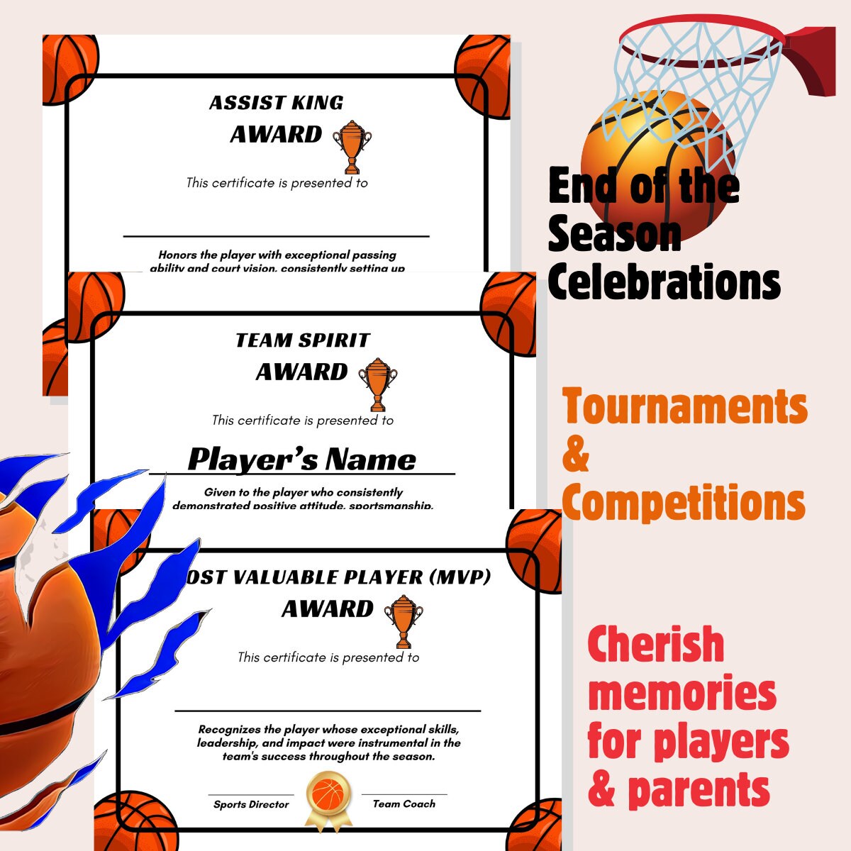 33 Editable Youth Basketball Certificates - Editable Canva Template ...