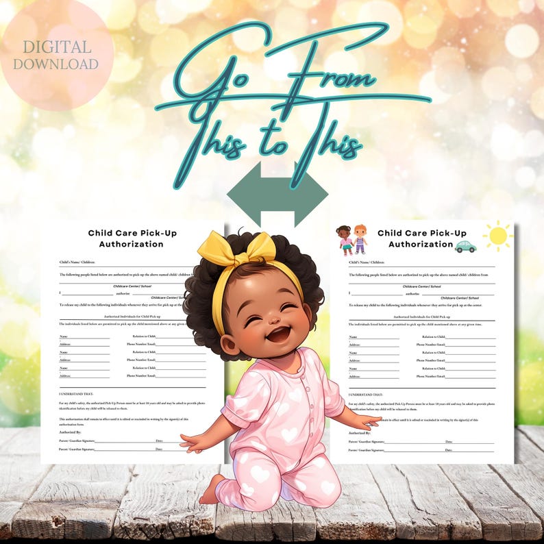 Childcare Pick-up Authorization Form: Editable Daycare Template (PDF ...
