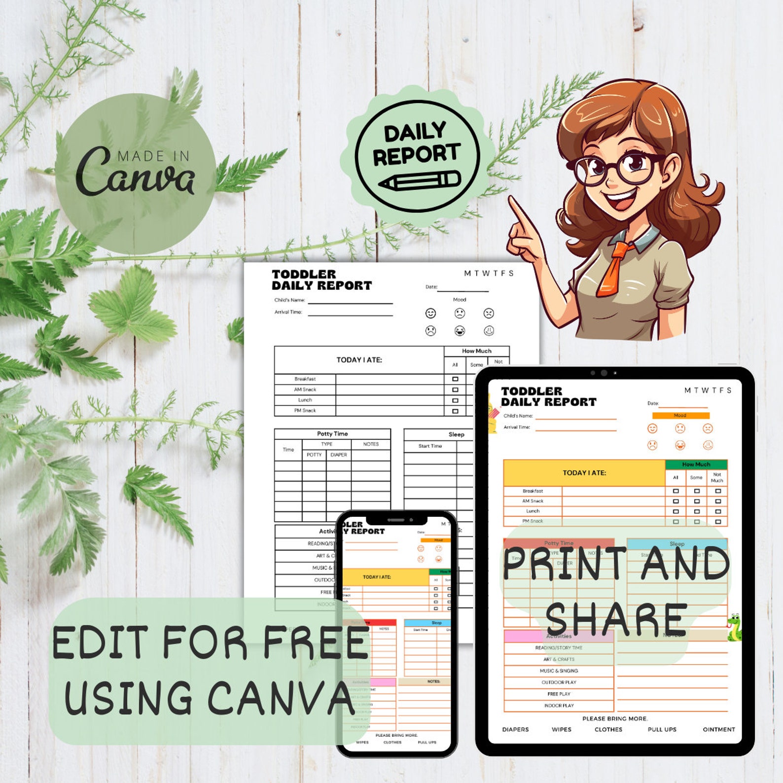 Toddler Daily Sheets Essential In-home Daily Reports for Kids Canva ...