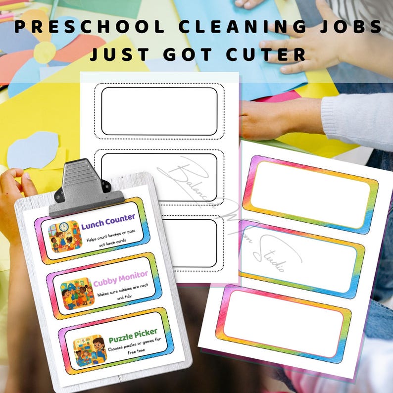 Preschool Classroom Job Cards: Visual Cleaning Routine (printable PDF ...