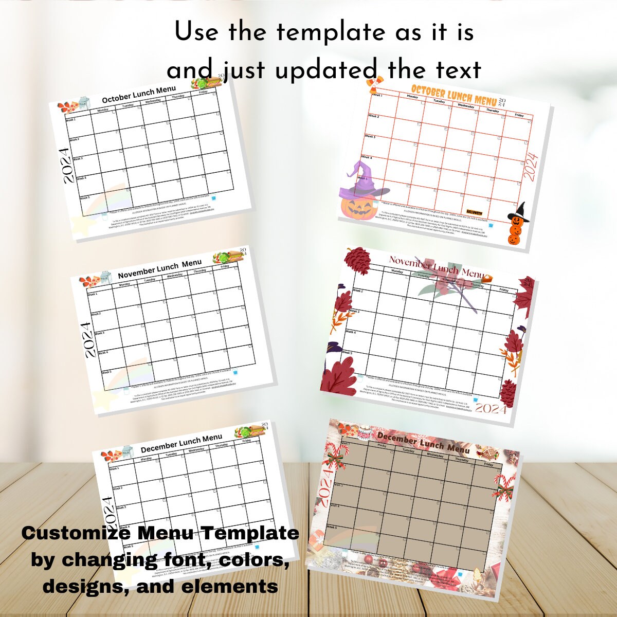 12-month Lunch Menu Planner Minimal Childcare Meal Prep Healthy Eating ...