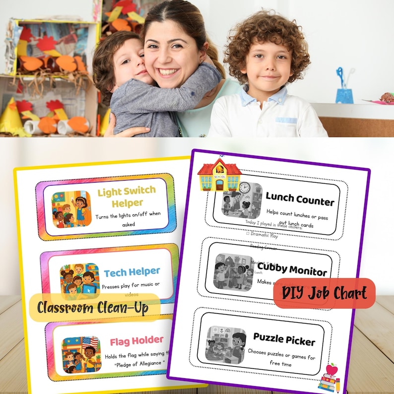 Preschool Classroom Job Cards: Visual Cleaning Routine (printable PDF ...