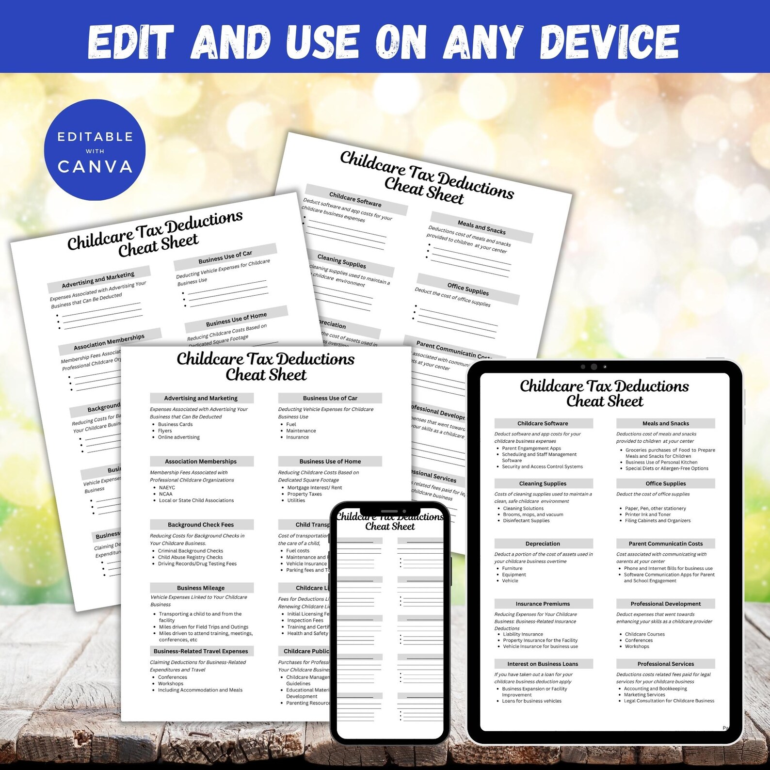 Childcare Tax Deduction Cheat Sheet | Editable Canva Template ...