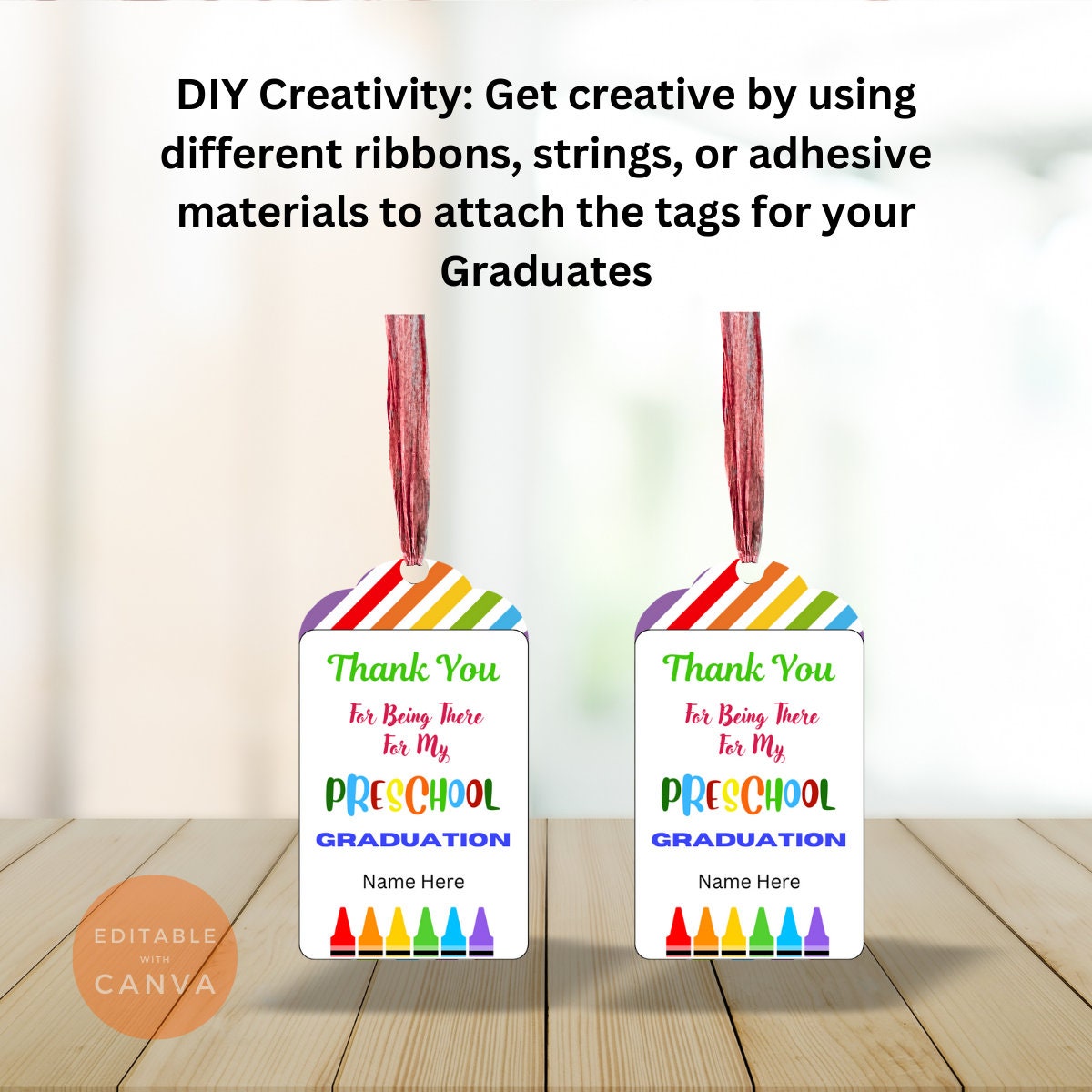 Preschool Graduation Thank You Tags | Canva Template | 6 Shapes ...