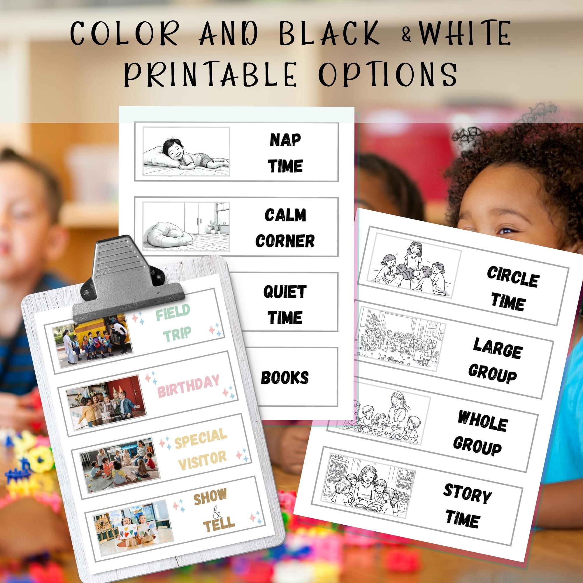 Preschool Visual Daily Schedule: Classroom Routine Cards, Editable ...