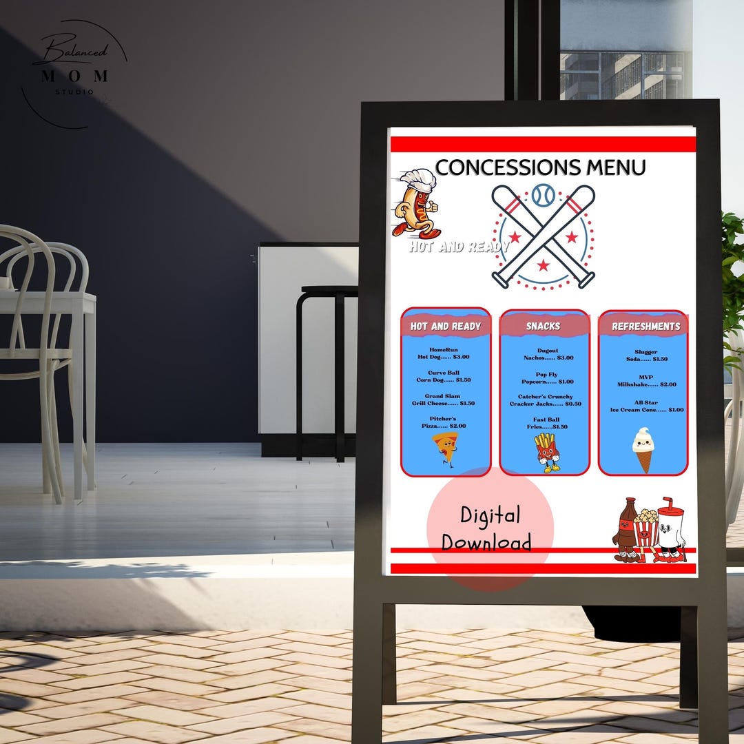 Vintage Baseball Concession Stand Menu Template (digital Download) - Etsy