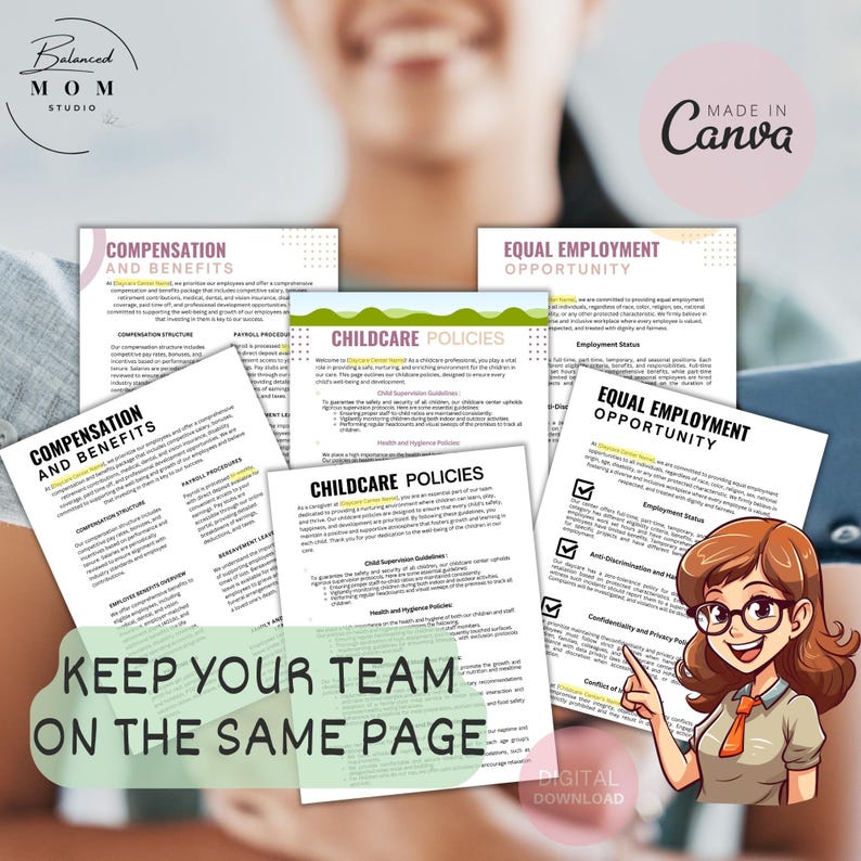 Childcare Employee Handbook Template: Editable Staff Policy (canva ...