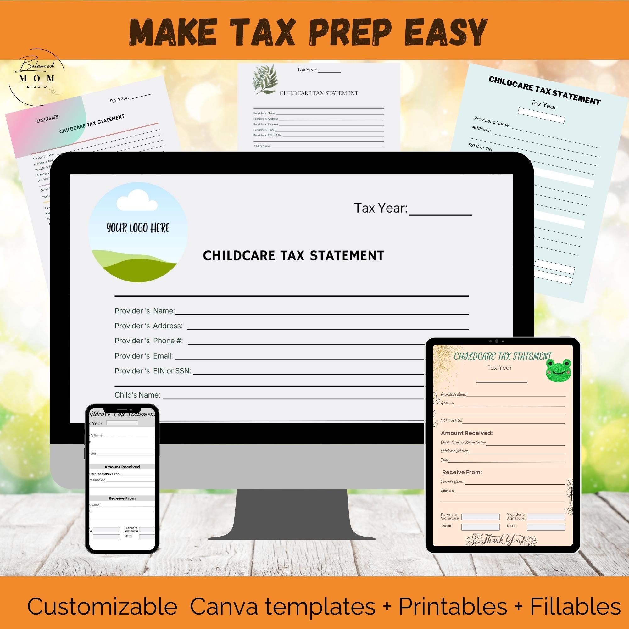Childcare Tax Statement Template: Editable Tuition Receipt (canva & PDF ...