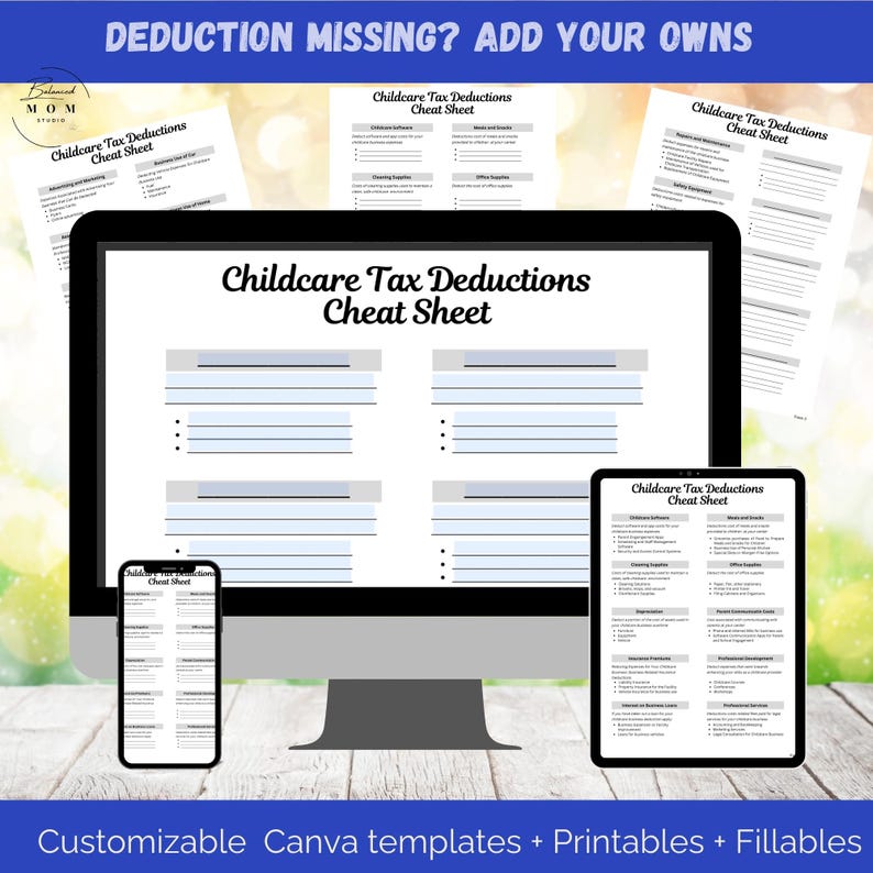 Childcare Tax Deduction Cheat Sheet | Editable Canva Template ...