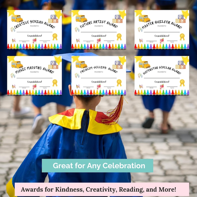 Preschool Graduation Award Certificates: Editable Crayon Theme ...