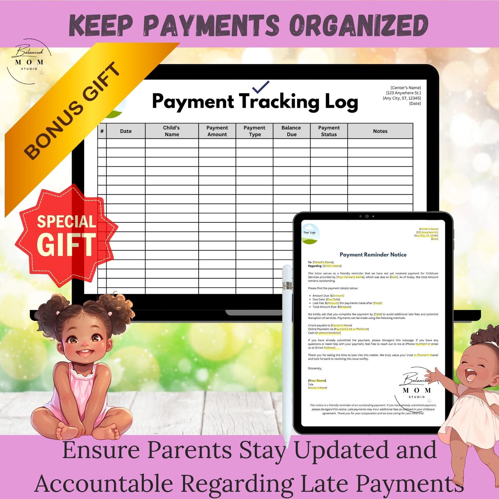 Daycare Receipt Canva Template| Editable Childcare Payment Form| Bonus ...