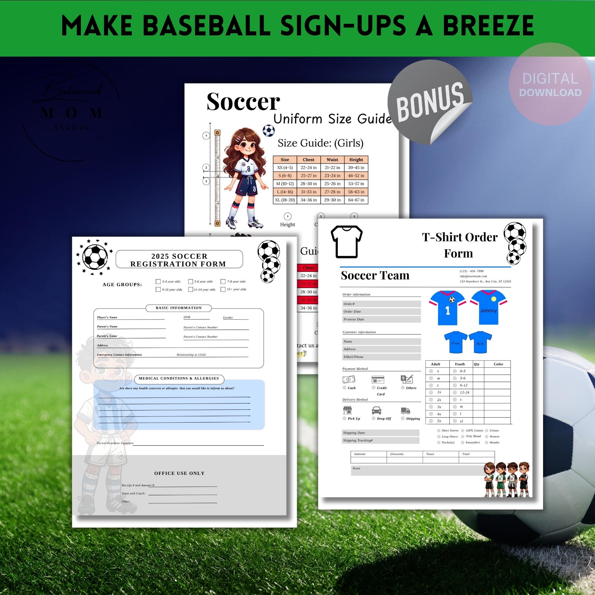 Editable Soccer Registration & Uniform Order Form (canva Template) - Etsy
