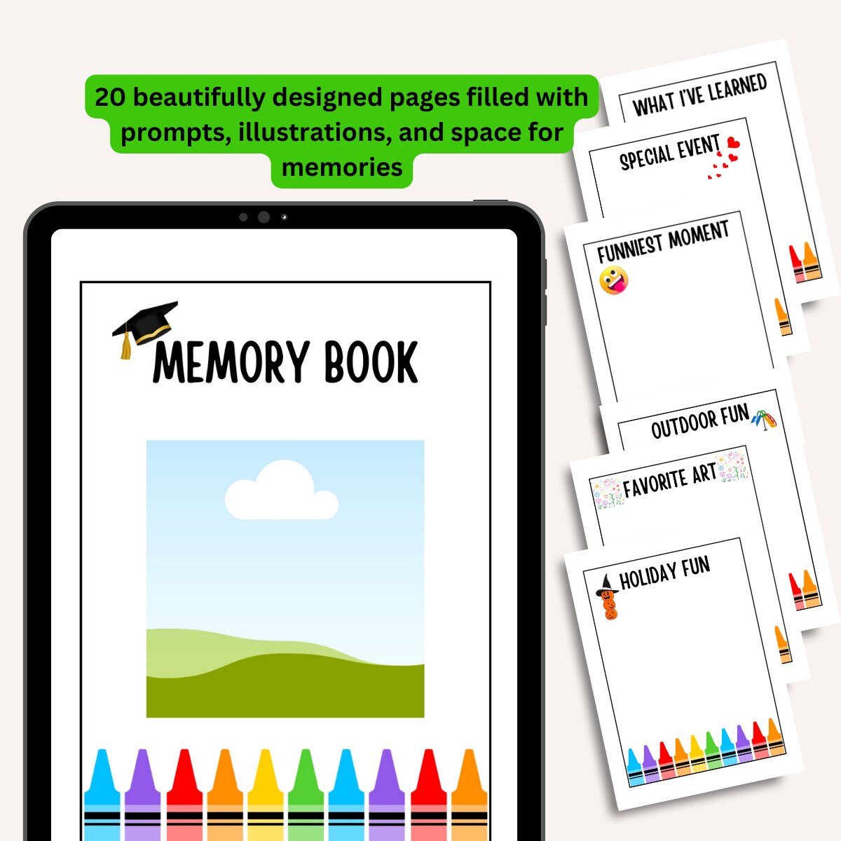 Kindergarten Memory Book | Kids Keepsake Journal | End of Year Album ...