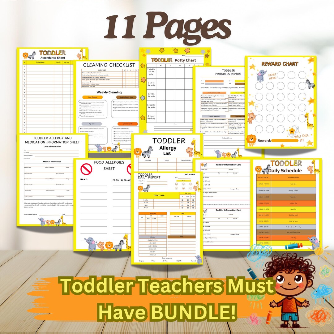 Toddler Classroom Forms Bundle 11 Editable Pages for Daycare ...