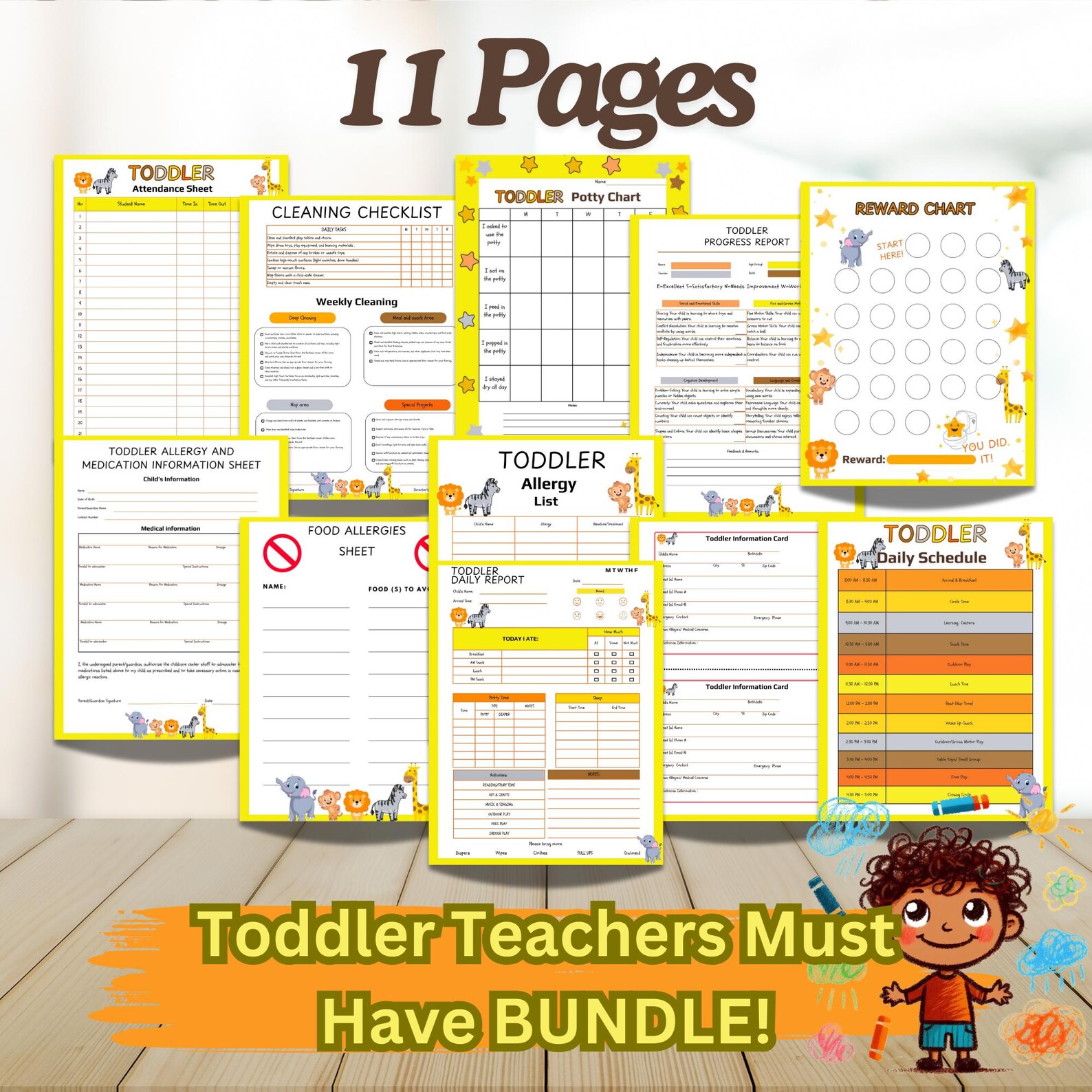 Toddler Classroom Forms Bundle 11 Editable Pages for Daycare ...