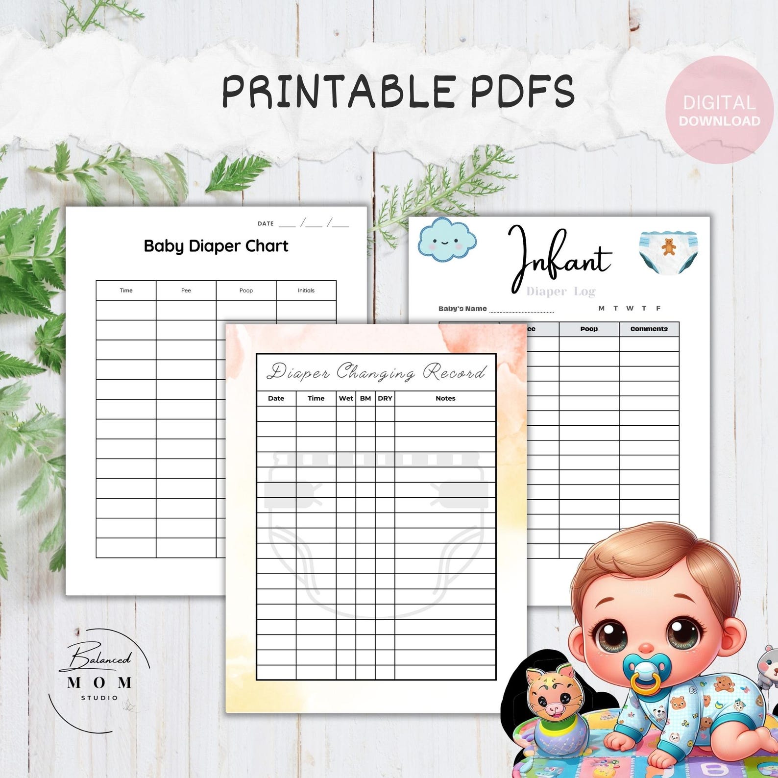 Infant Diaper Change Log: Editable Baby Tracker (PDF Printable) - Etsy