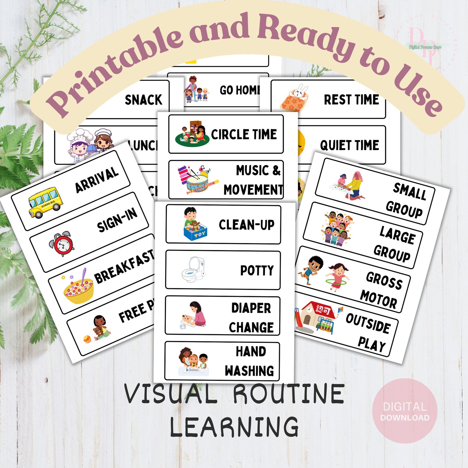Printable Daily Schedule and Routine Cards| 56 Pocket Labels | Color ...