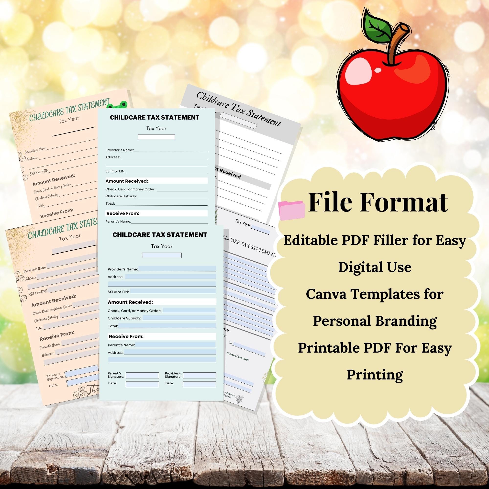 Childcare Tax Statement Template: Editable Tuition Receipt (canva & PDF ...
