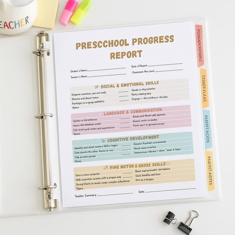 Preschool Progress Report Template: Customizable Homeschool Assessment ...