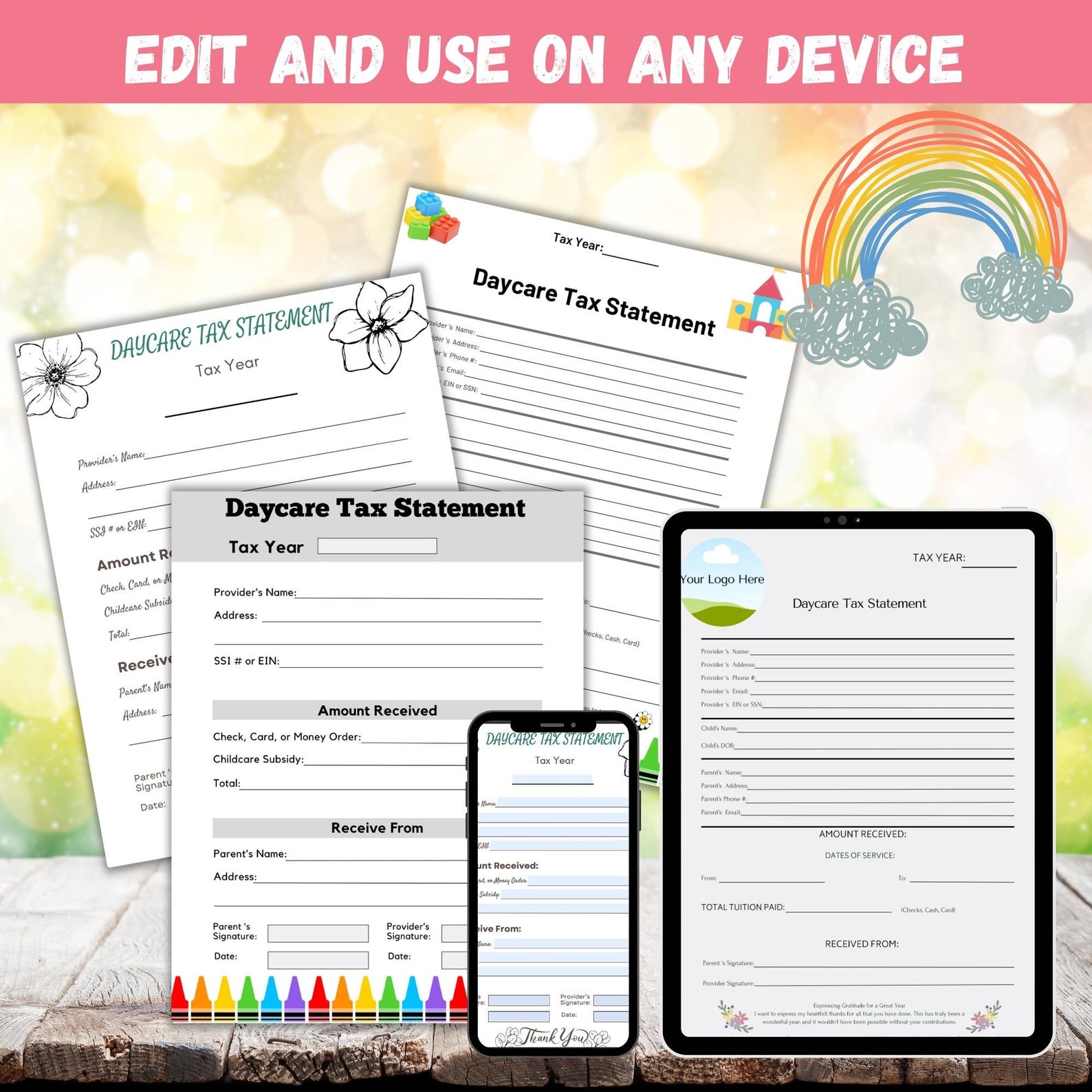 Easy-to-use Daycare Tax Form - Canva Template, Printable PDF, and ...
