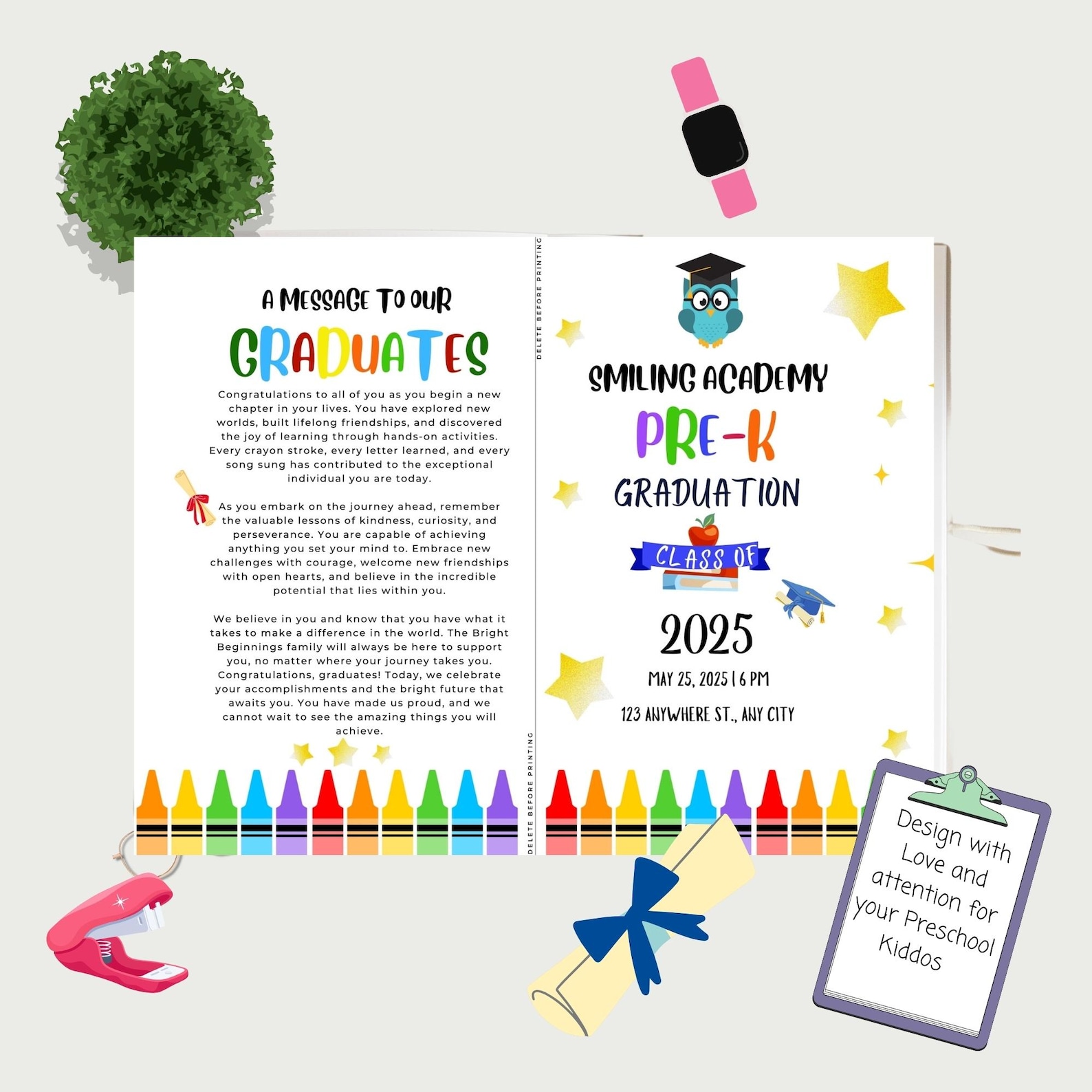 Pre-k Graduation Program Template: Editable Ceremony Script (digital ...