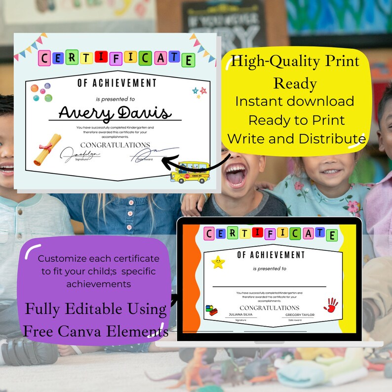 Fully Editable Kindergarten Graduation Certificate | Child Diploma ...