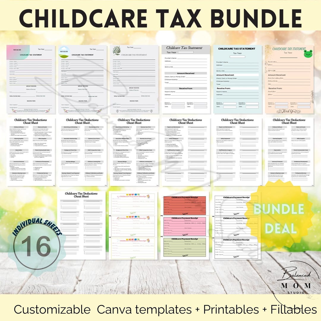 Childcare Tax Forms Bundle | 16 Editable Pages | Tax Statements, Cheat ...