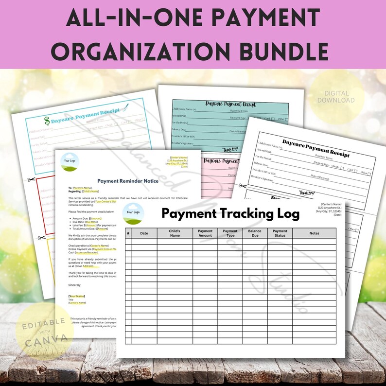 Daycare Receipt Canva Template| Editable Childcare Payment Form| Bonus ...