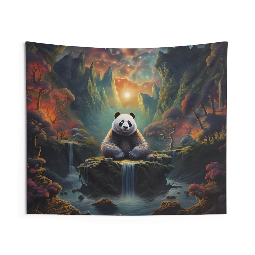 Panda Meditation Wall Tapestry. Space Forest Mountain - Etsy