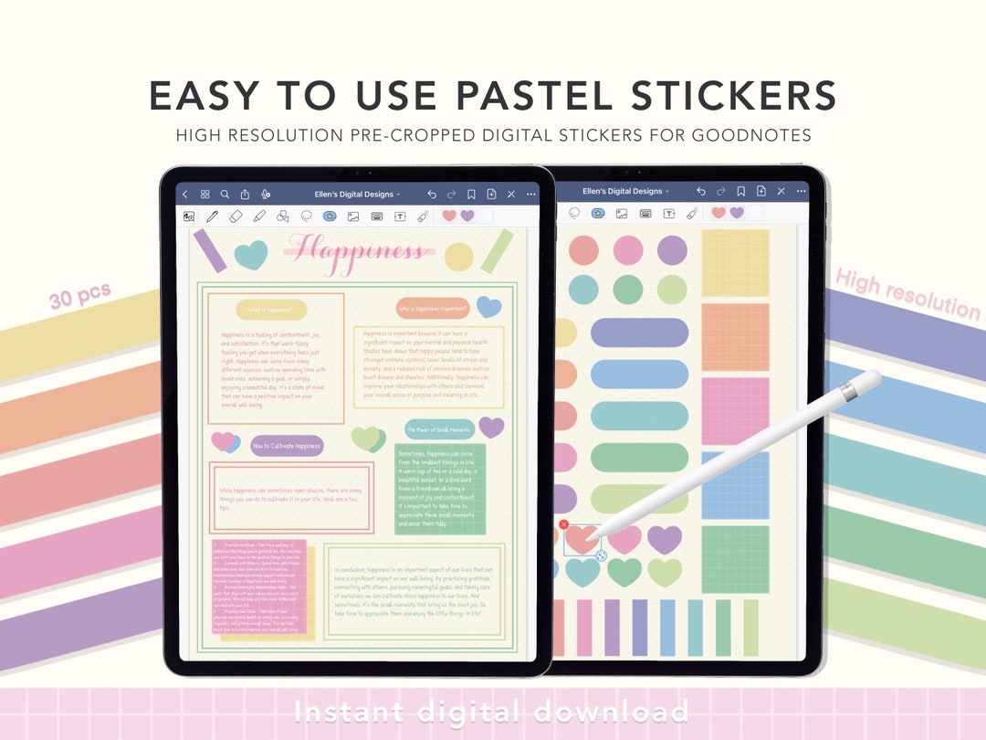 Cute and Colourful Digital Stickers for Goodnotes - Etsy