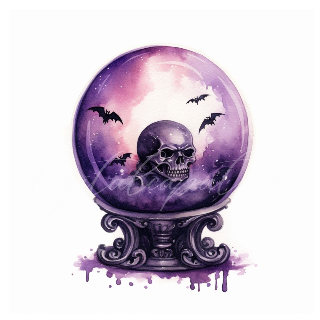 Watercolor Halloween Crystal Ball Clipart 11 High Quality Jpgs, Fantasy ...