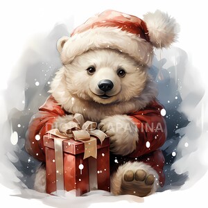 Christmas Polar Bear Clipart 9 High Quality Jpgs, Digital Download ...