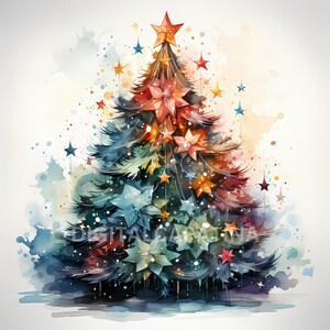 Christmas Tree Clipart 12 High Quality Jpgs, Merry Christmas, Digital ...