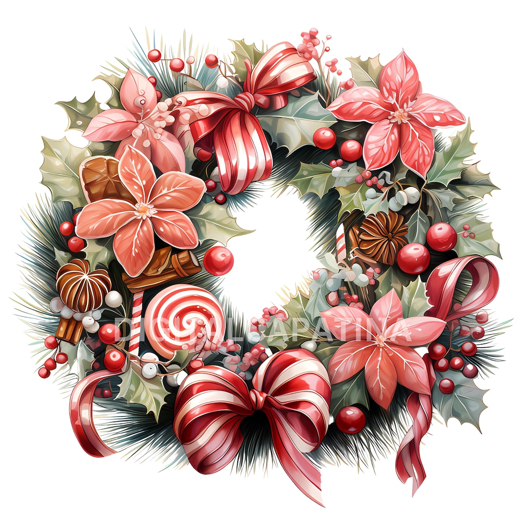 Christmas Wreath Clipart 13 High Quality Jpgs, Merry Christmas, Digital ...