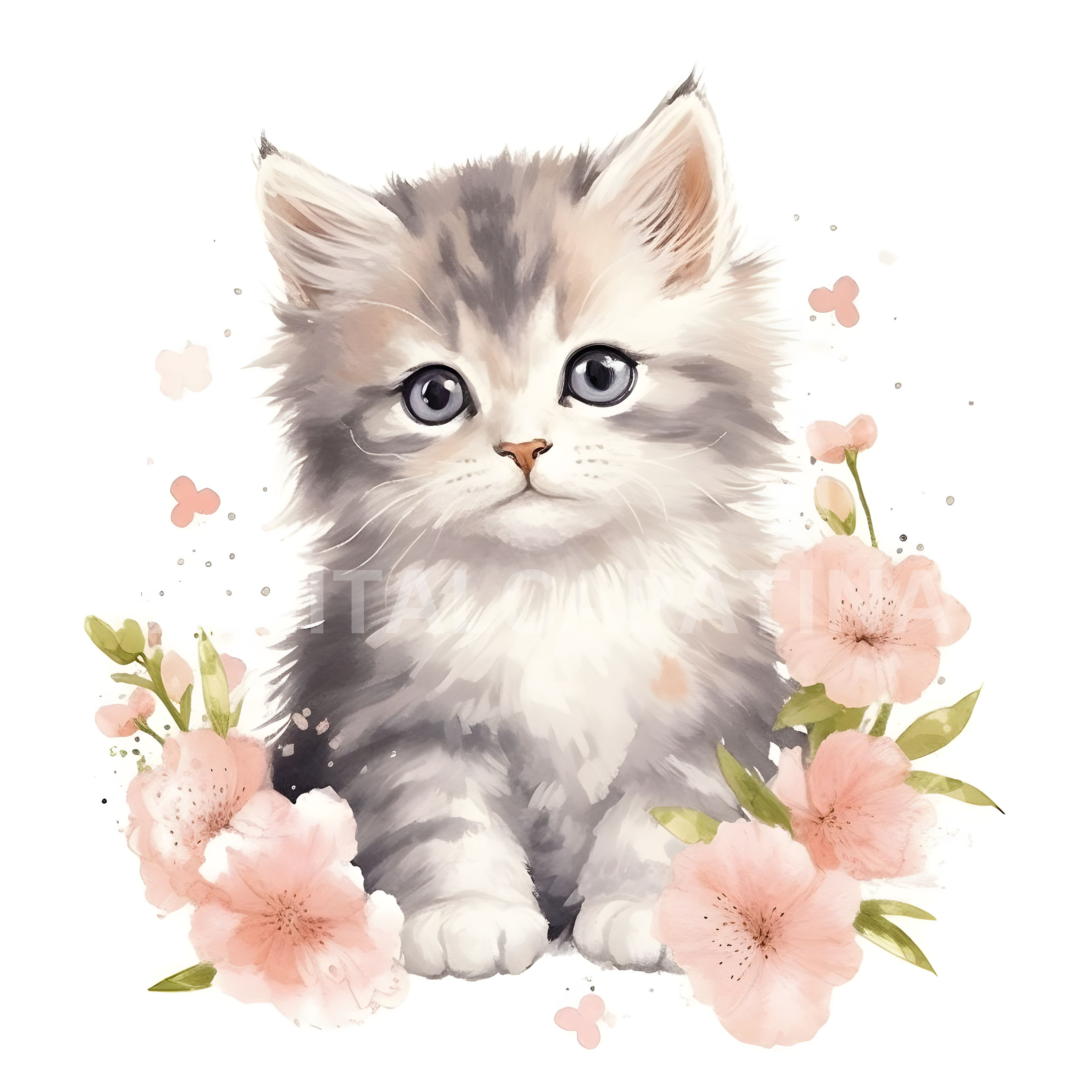 Cute Kittens Clipart 11 High Quality Jpgs Spring Flowers - Etsy UK