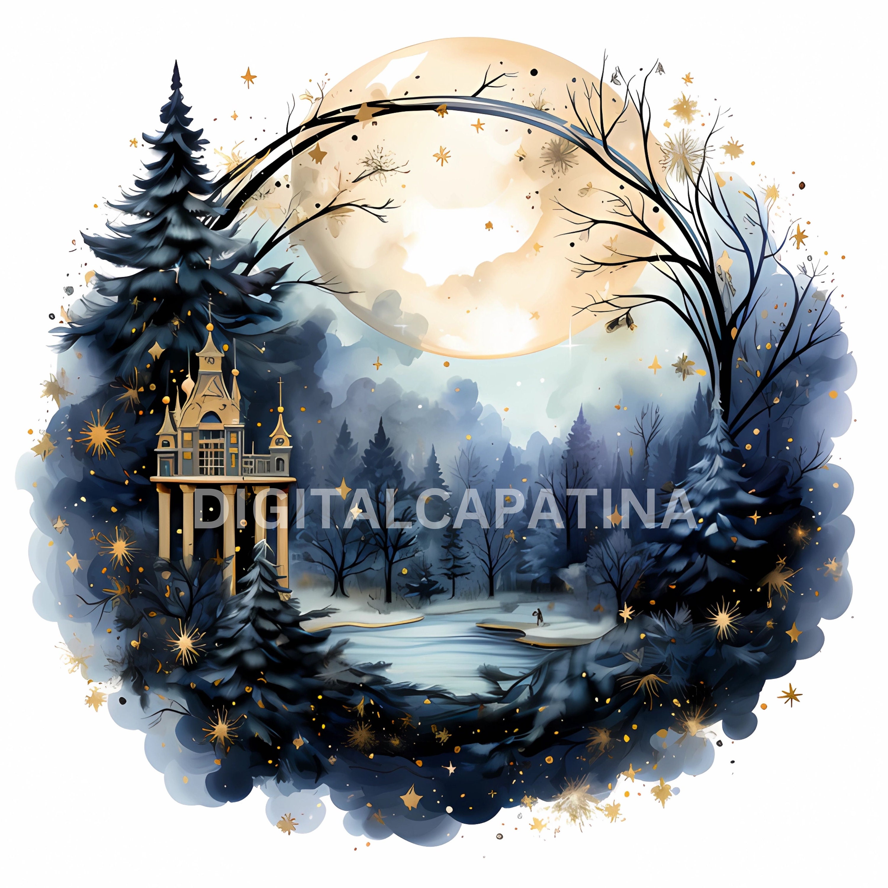 Watercolor Christmas Clipart 9 High Quality Jpgs,watercolor Winter ...