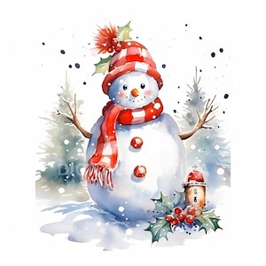Christmas Snowman Clipart 16 High Quality Jpgs, Digital Download ...