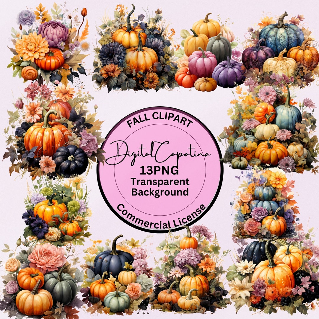 Fall Clipart Fall PNG Pumpkin Clipart Thanksgiving Clipart - Etsy