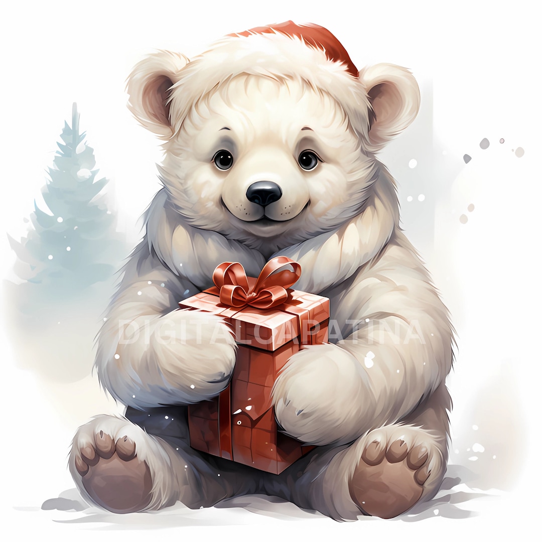 Christmas Polar Bear Clipart 9 High Quality Jpgs, Digital Download ...