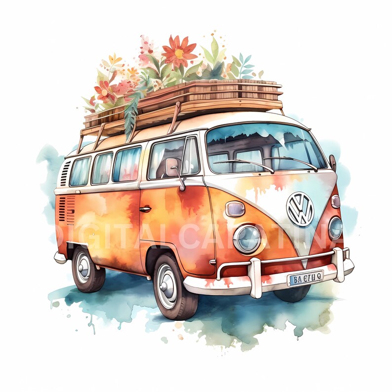 Boho Campervans Clipart Set of 14 Digital Download - Etsy
