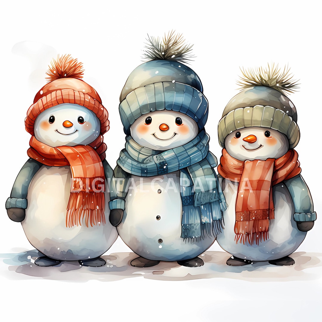 Christmas Snowman Clipart 13 High Quality Jpgs, Digital Download ...