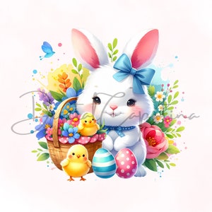 Watercolor Bunny Clipart Eggs Clipart 12 PNG Spring Clipart Digital ...