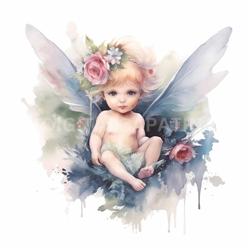 Watercolor Baby Fairy Clipart Bundle 10 High Quality Jpgs, Digital ...