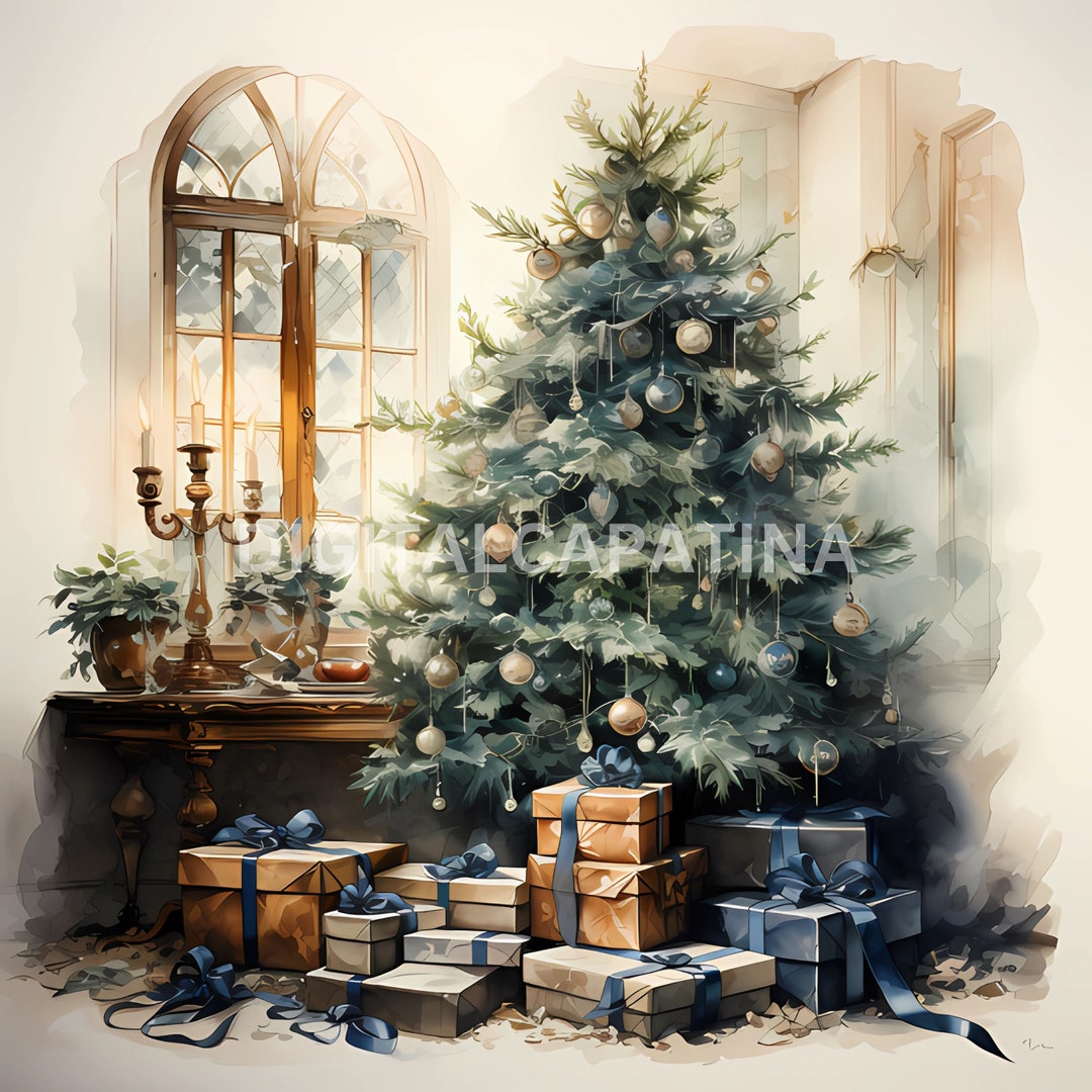 Watercolor Christmas Clipart 12 High Quality Jpgs, Watercolor Christmas ...