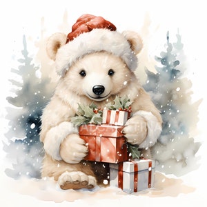 Christmas Polar Bear Clipart 9 High Quality Jpgs, Digital Download ...