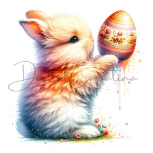 Watercolor Bunny With Eggs Clipart 11 PNG Spring Clipart Digital ...